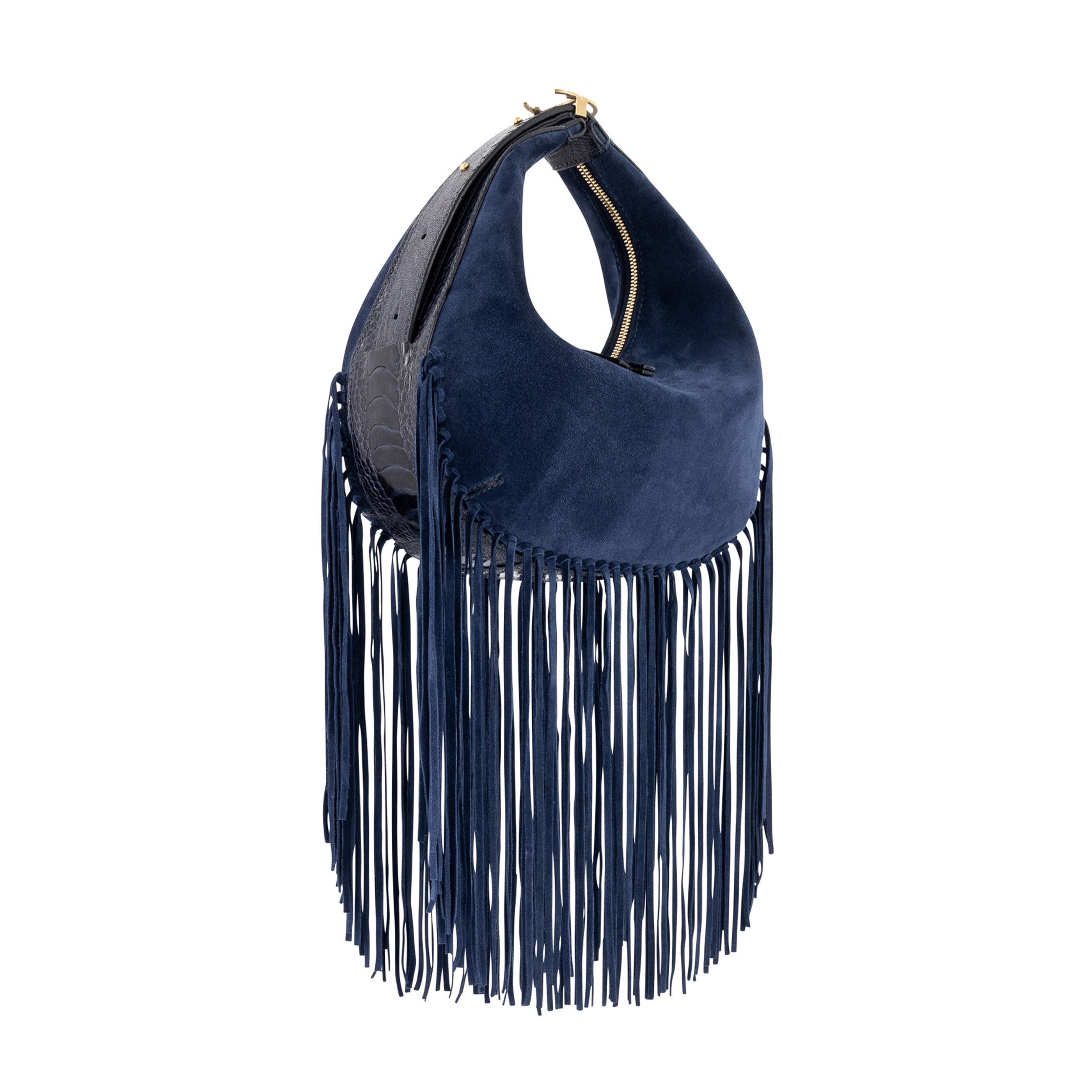 Fringe Aspen in Navy Suede & Navy Ostrich Leg | Cape Cobra – Cape Cobra ...